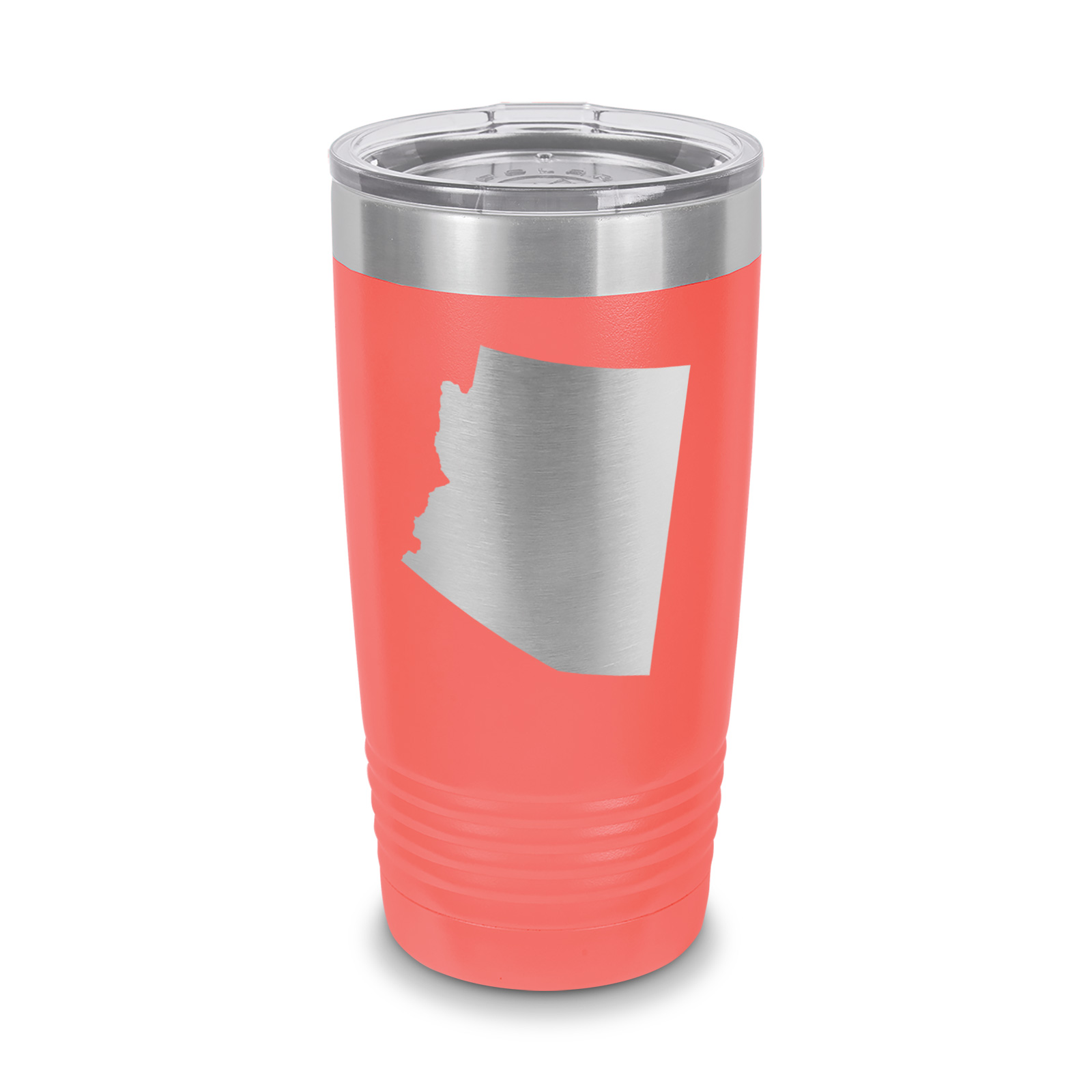 Arizona Shaped Tumbler 20 oz - Laser Engraved w/ Clear Lid - Stainless ...