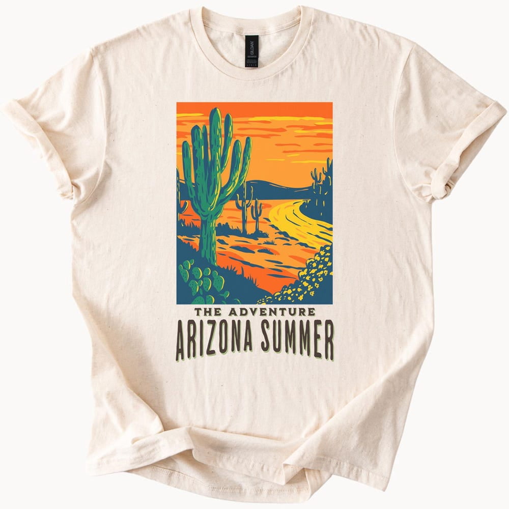 Arizona Shirt Summer Adventure Graphic Tee Natural Beige Color Cotton ...