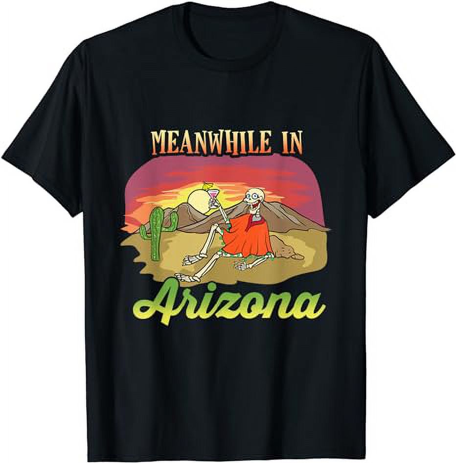 Arizona - Skeleton Sunset Margarita - Desert Skelet Skull T-Shirt ...