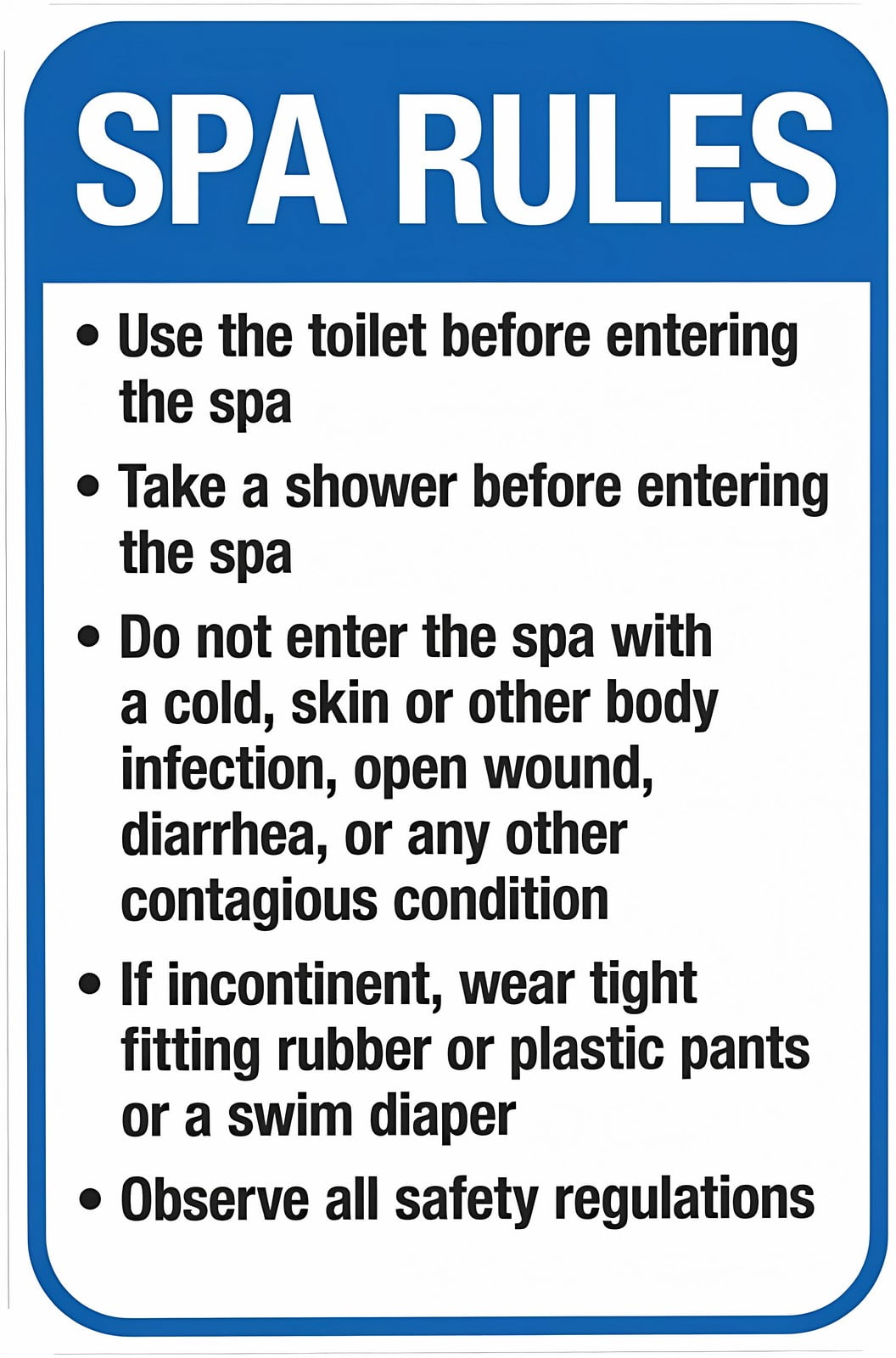 Arizona Spa Rules Sign 12 x 8 Inches - Complies with State of Arizona ...