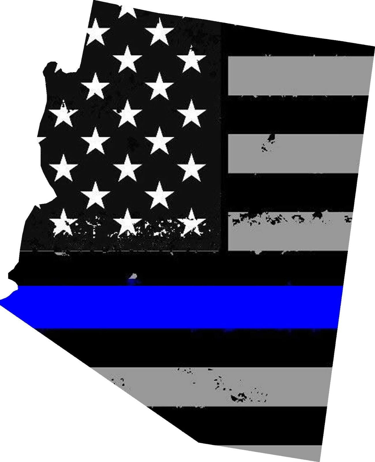 Arizona State AZ Outline Blue Color Flag Support Police Vinyl Sticker ...