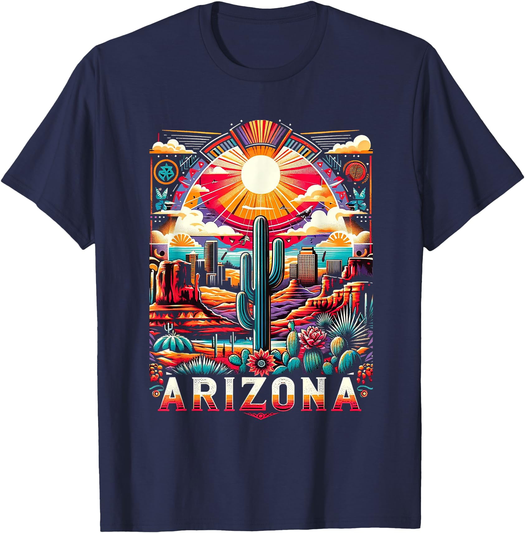 Arizona State AZ Retro Desert Cactus Family Vacation Unisex T-Shirt for ...