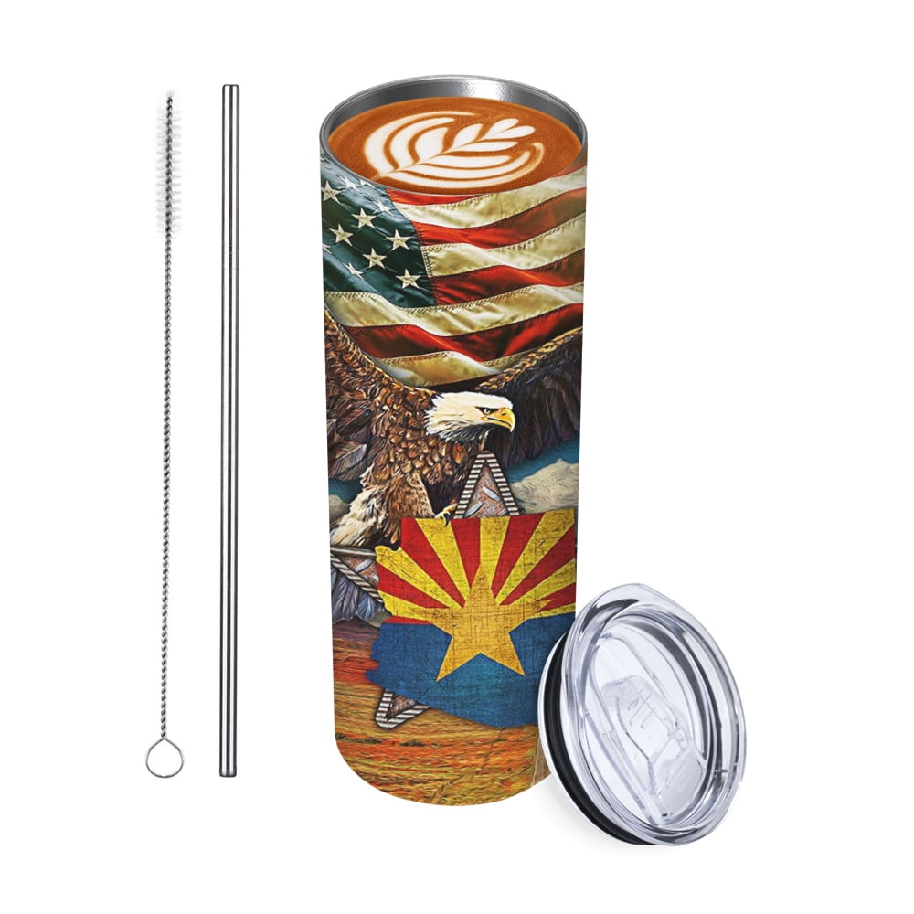 Arizona State Eagle American Flag 20oz Coffee Mug Cup,Stainless Steel ...