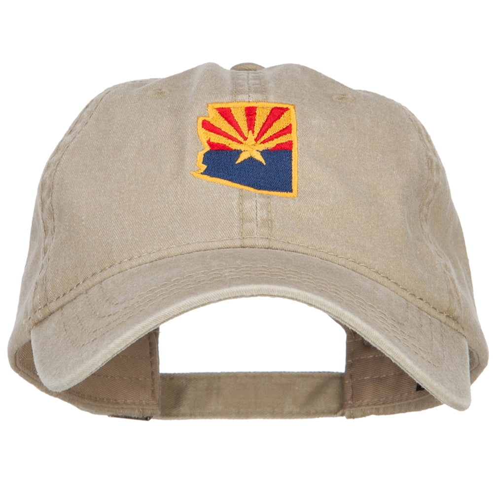 Arizona State Flag Map Embroidered Washed Cap - Khaki OSFM - Walmart.com