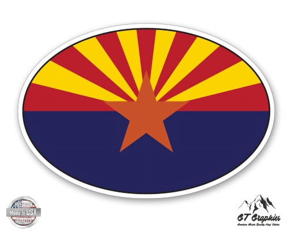 Arizona State Flag Oval - 12" Vinyl Sticker Waterproof Decal - Walmart.com