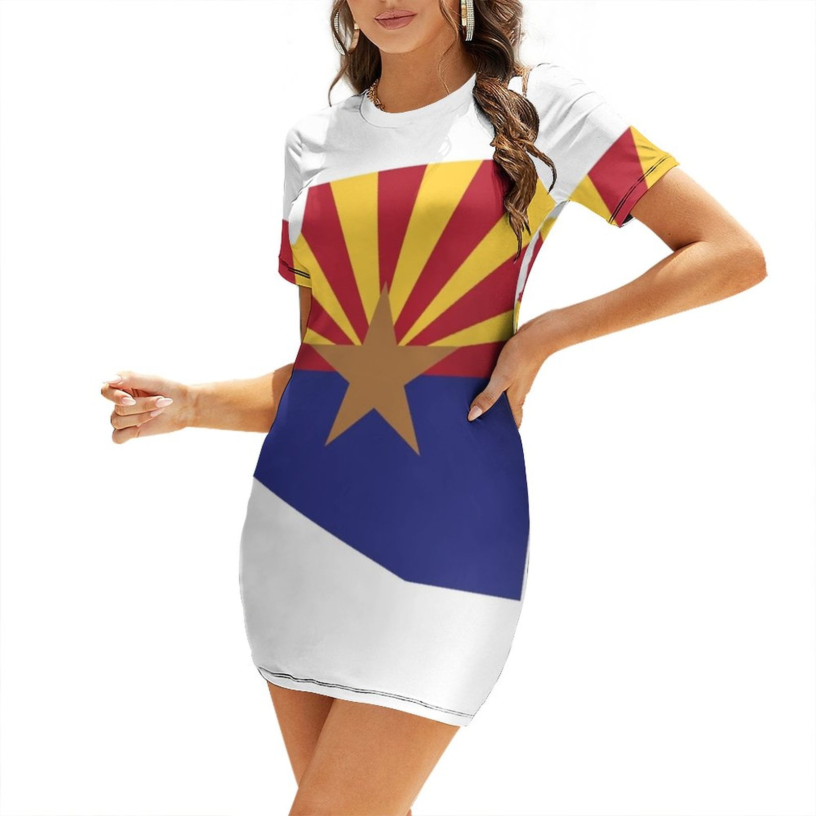 Arizona State Flag Sweetheart Knot Flared Dress Fashion Design Large Size Loose Dress Arizona ...