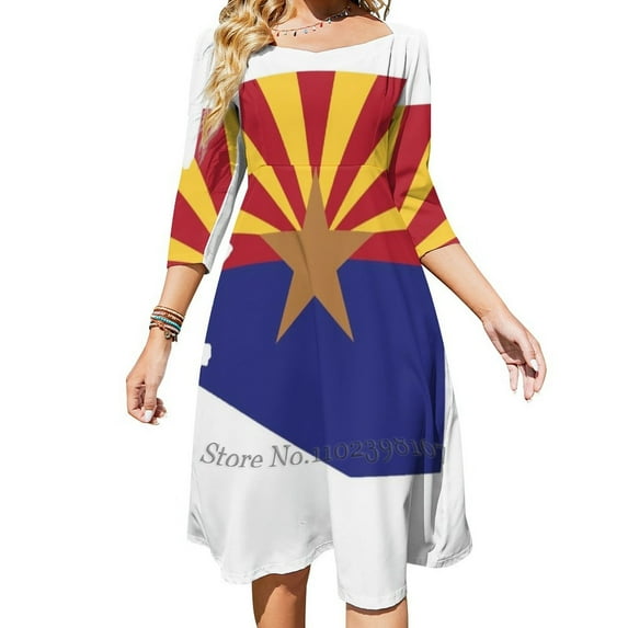 Arizona State Flag Sweetheart Knot Flared Dress Fashion Design Large ...