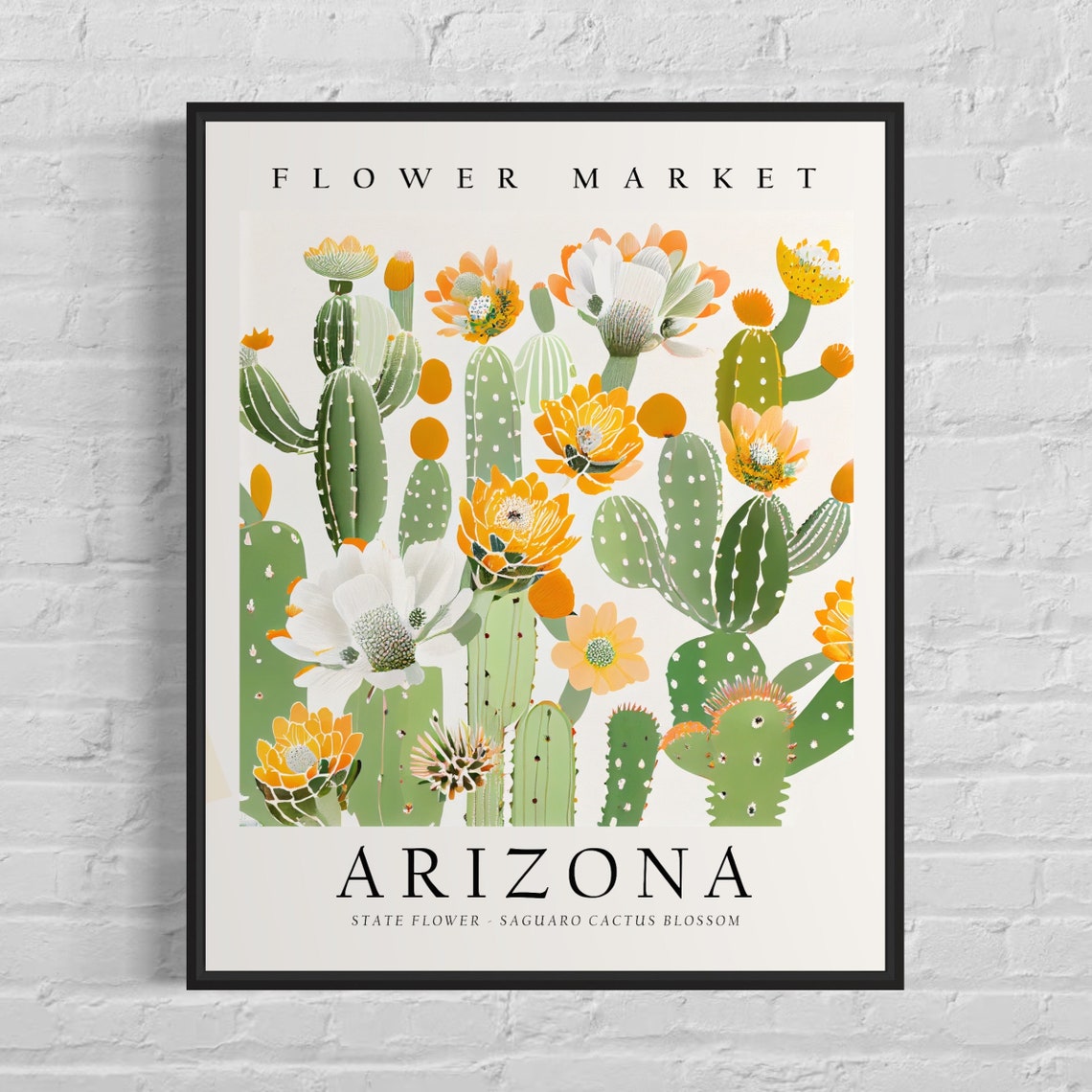 Arizona State Flower, Arizona Flower Market Art Print, Saguaro Cactus ...