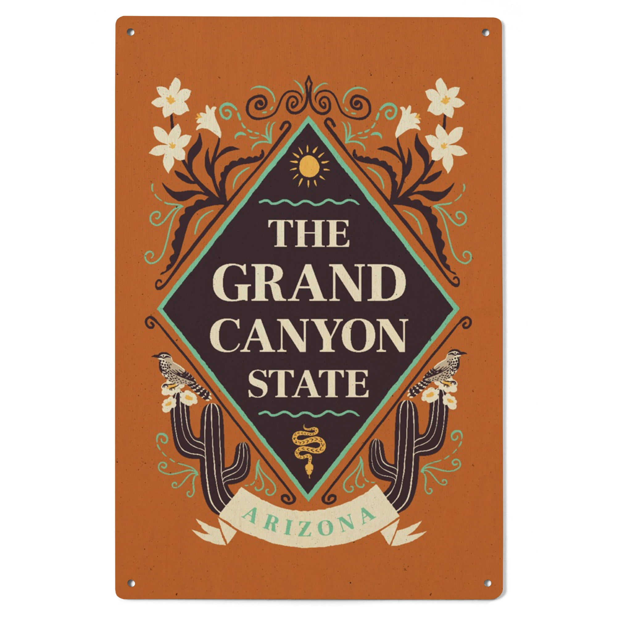Arizona, State Motto Crest, State Series, Contour Birch Wood Wall Sign ...