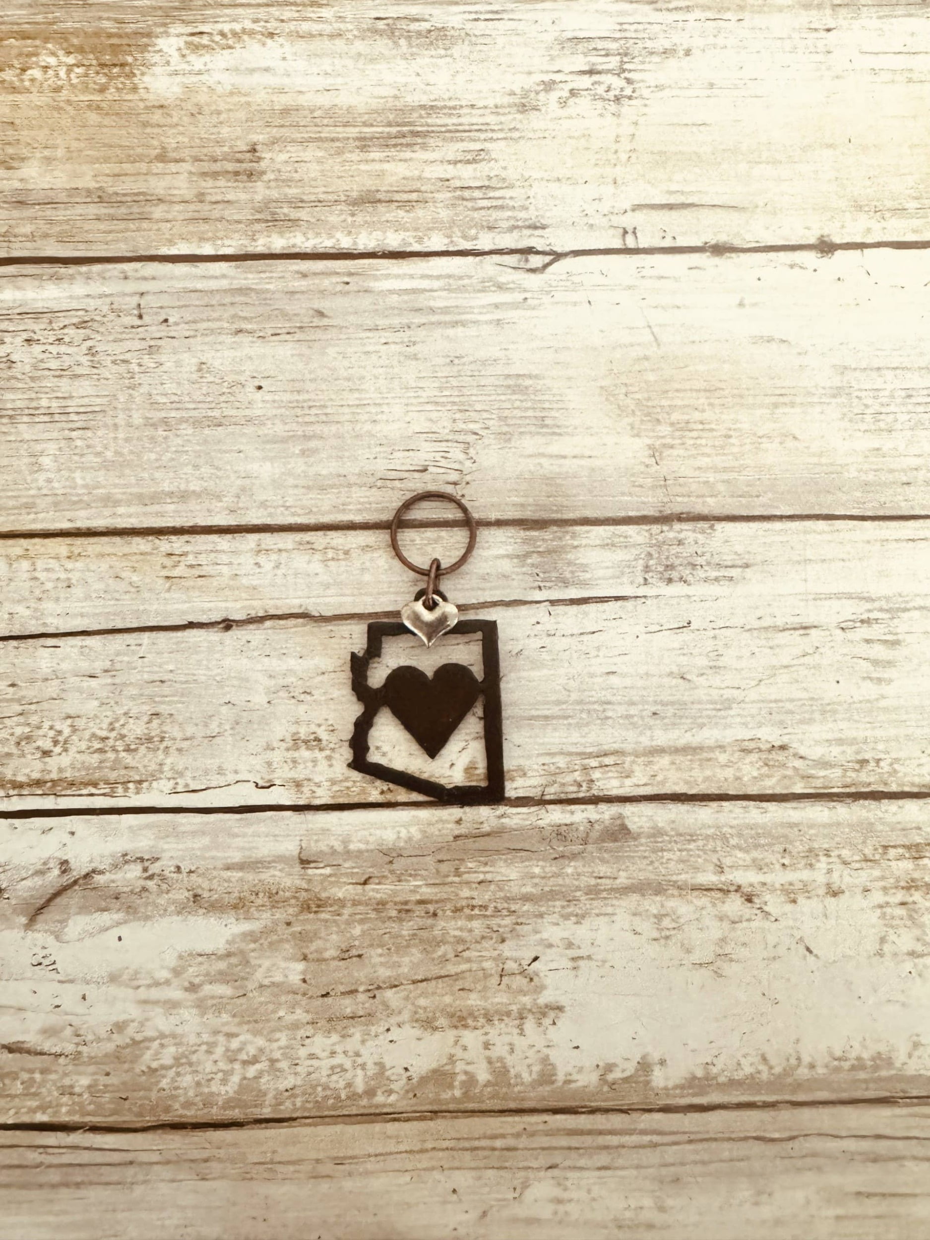 Arizona State Outline with Heart cutout Rustic Key Chain - Walmart.com