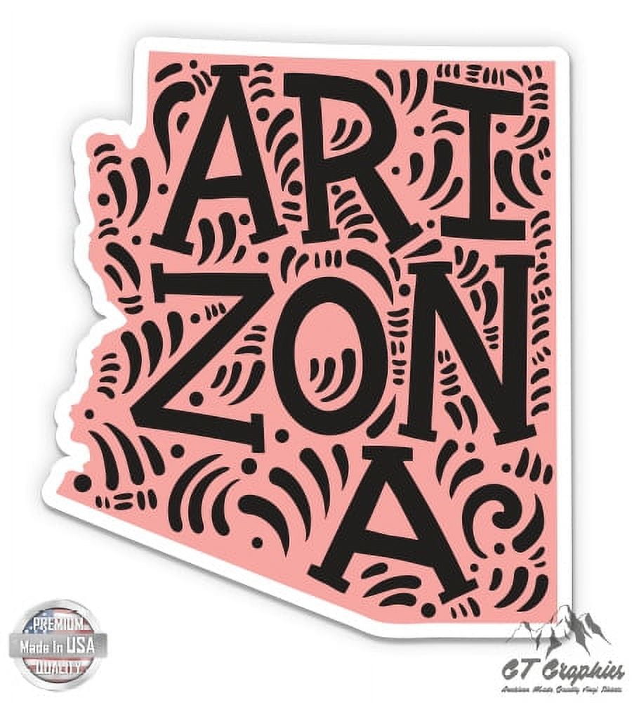 Arizona State Shape Cute Letters Native Local - 12" Vinyl Sticker ...