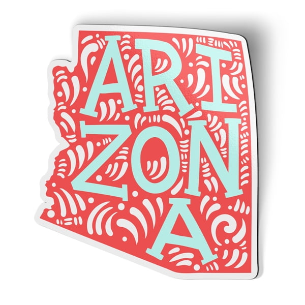 Arizona State Shape Cute Letters Native Local - 5.5" Magnet for Car ...
