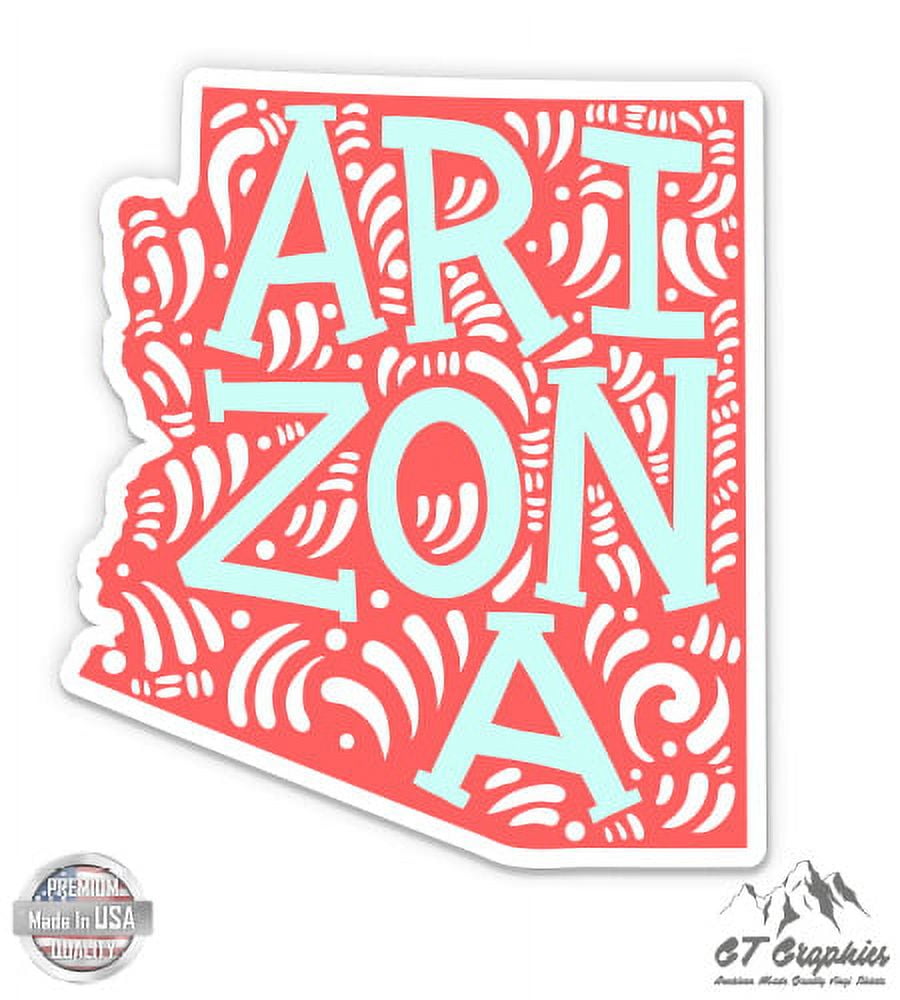 Arizona State Shape Cute Letters Native Local - 8" Vinyl Sticker - For ...