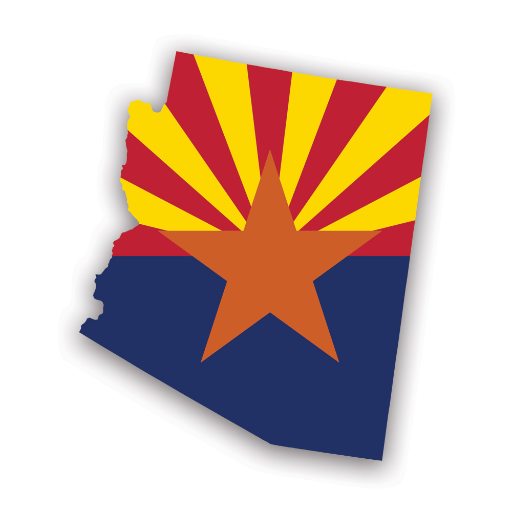 Arizona State Shaped Flag Sticker Decal - Self Adhesive Vinyl ...