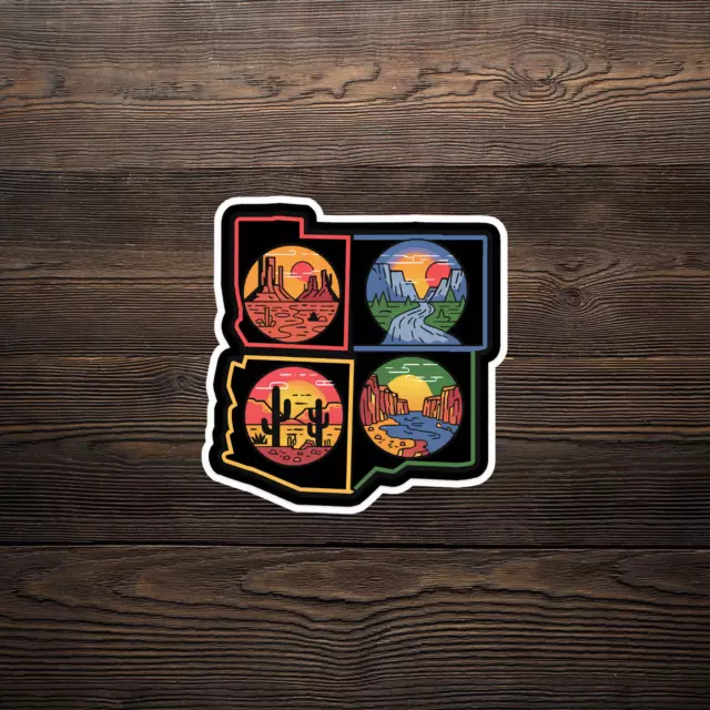 Arizona State Sticker - Colorful Desert Landscape Vinyl Decal For Car ...