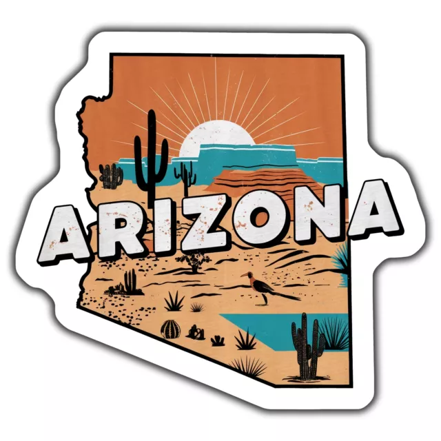 Arizona State Sticker, Vintage Arizona Desert Landscape Sticker, Retro ...