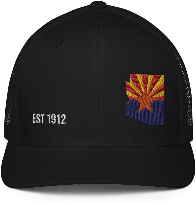 Arizona Statehood Hat Colorized Flag Est 1912 Closed-Back Trucker Cap ...