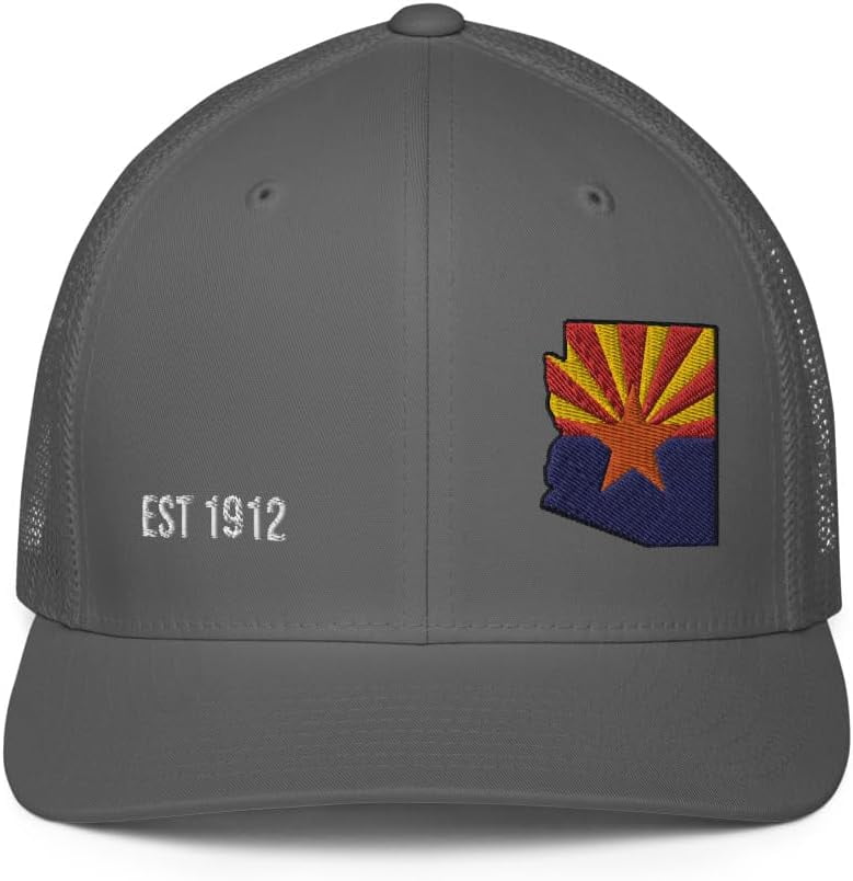 Arizona Statehood Hat Colorized Flag Est 1912 Closed-Back Trucker Cap ...