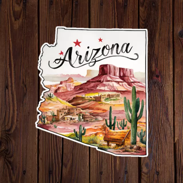 Arizona Sticker American Flag State Outline Novelty Laptop Car Sticker ...