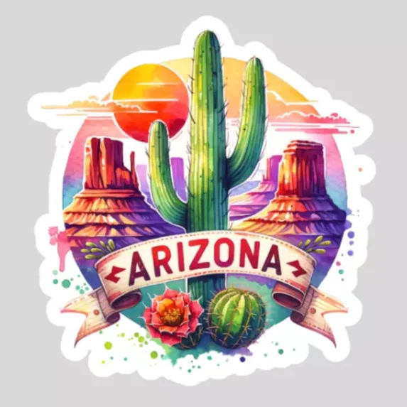 Arizona Sticker American Flag State Outline Novelty Laptop Sticker ...