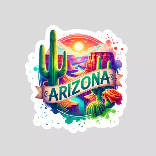 Arizona Sticker Cactus State Novelty Laptop Car Sticker Phone Decal ...