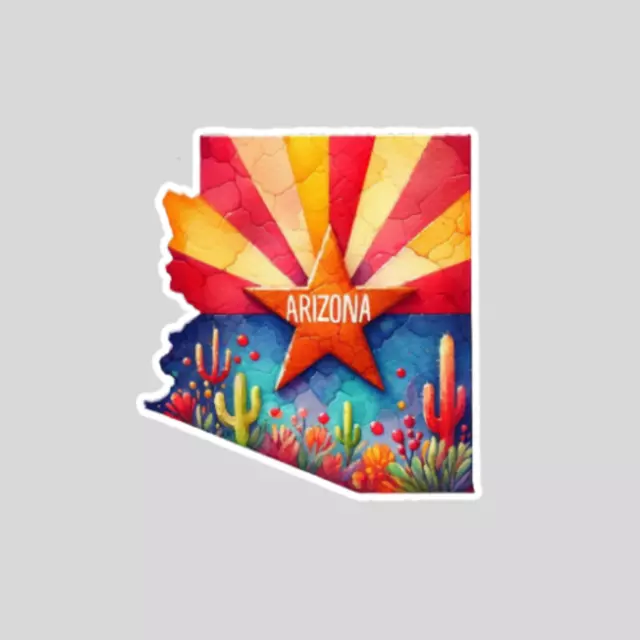 Arizona Sticker State Outline Novelty Laptop Car Catus Sticker Phone ...