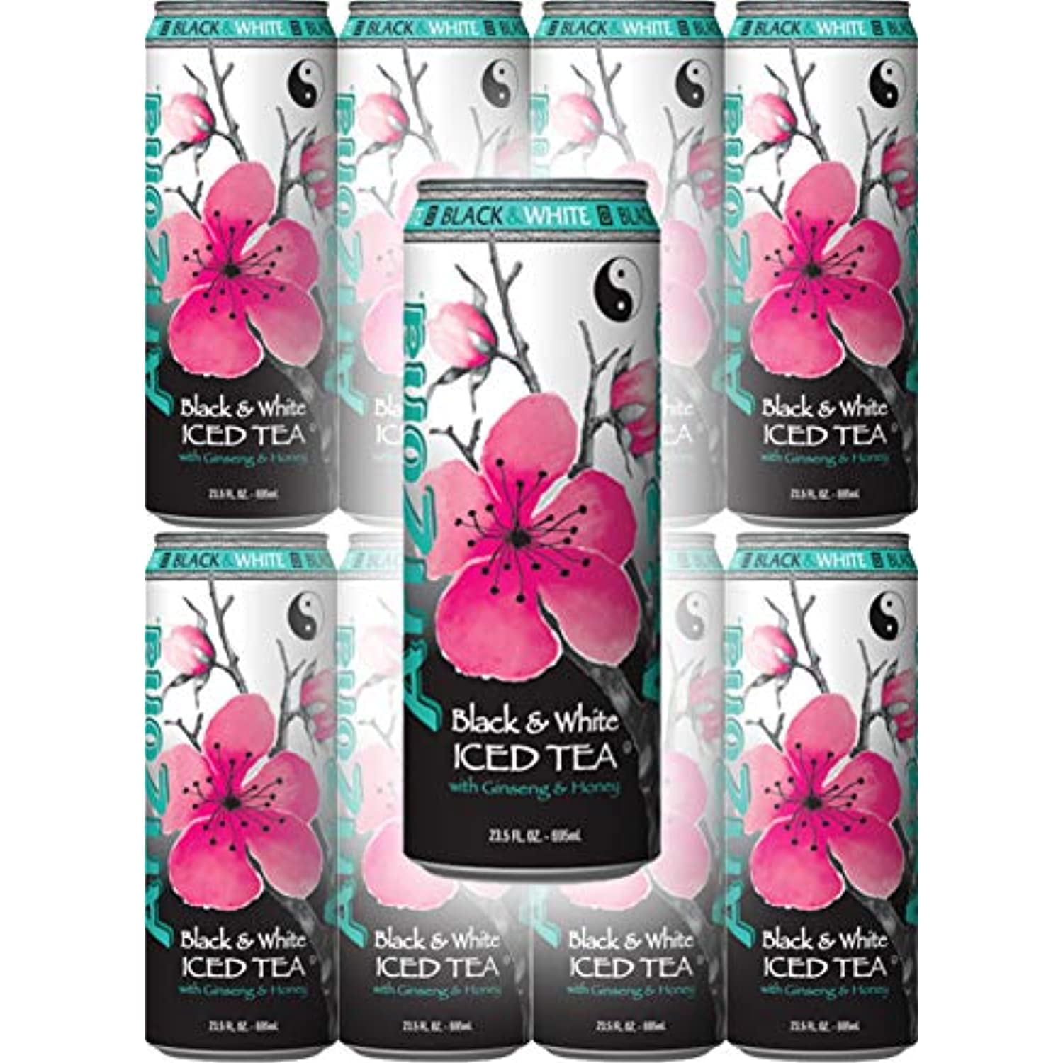 Arizona Black and White Tea, Liquid Variety, 23 Fl Oz Tall Cans, Pack of 8 (Total 184 Oz ...