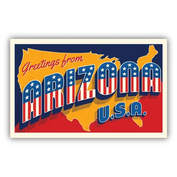 Arizona Usa State Vintage Greetings Sticker Phone Decal Water Bottle ...