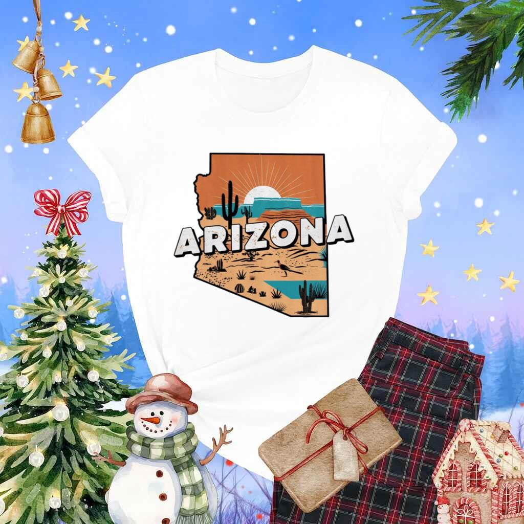 Arizona Vacation Retro Cactus Desert Map Travel Souvenir Unisex T-Shirt up to 5XL - Walmart.com