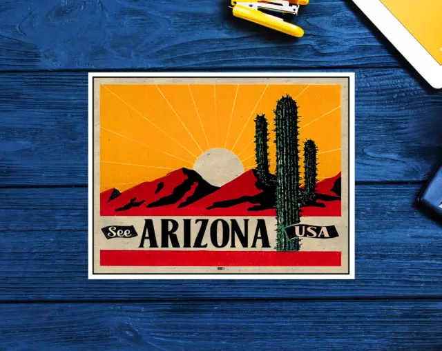 Arizona Vintage Travel Sticker Decal Cactus Laptop Bumper Sedona Tucson ...
