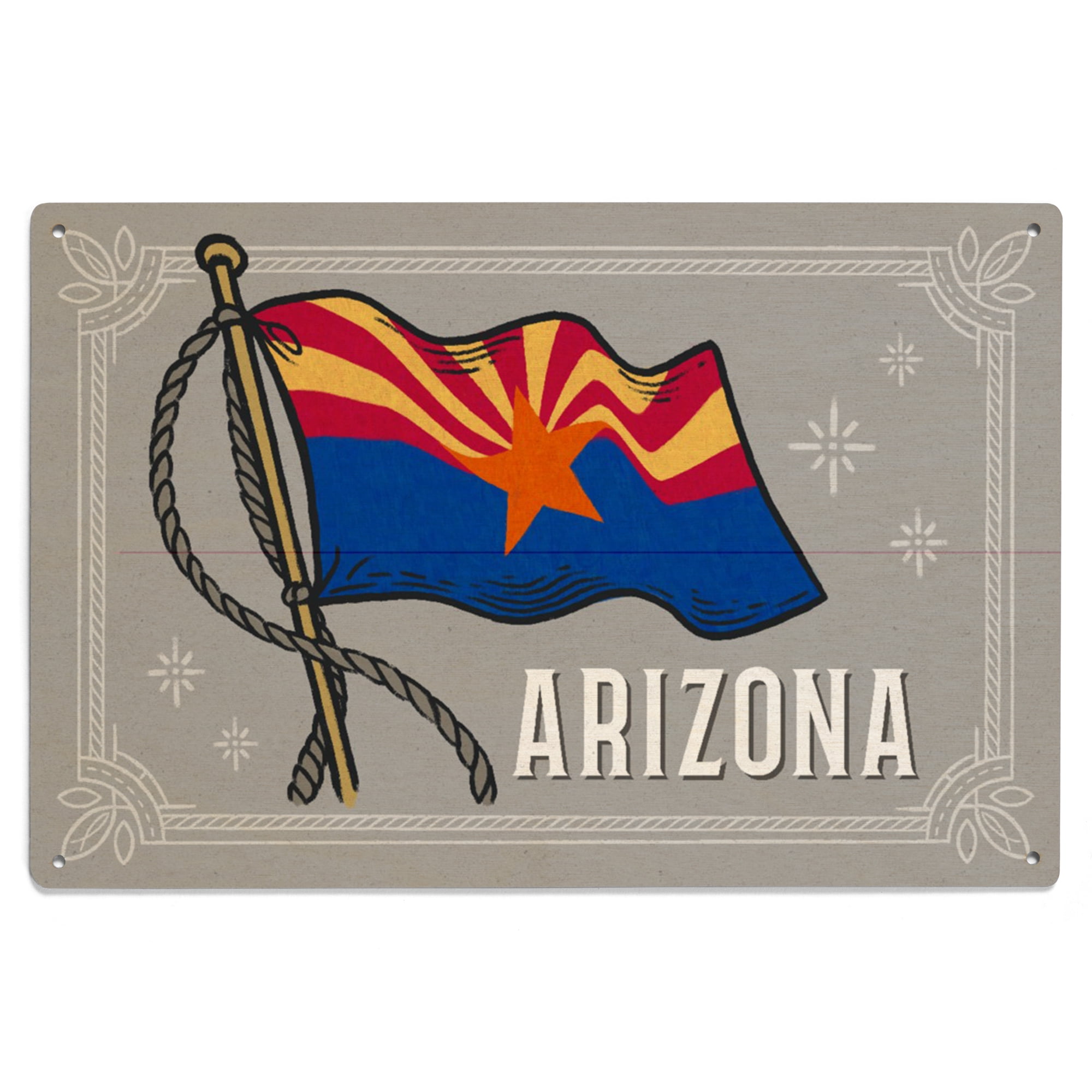 Arizona, Waving State Flag, State Series Birch Wood Wall Sign (6x9 ...