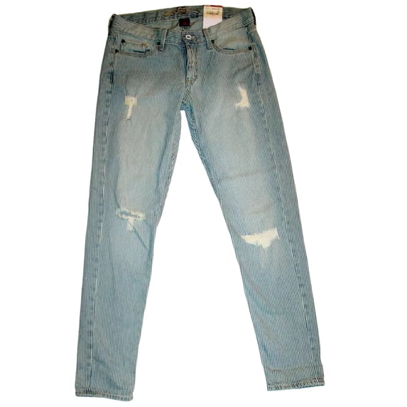 Arizona Junior Women's Jeans Boyfriend Distressed Striped Light Blue ...