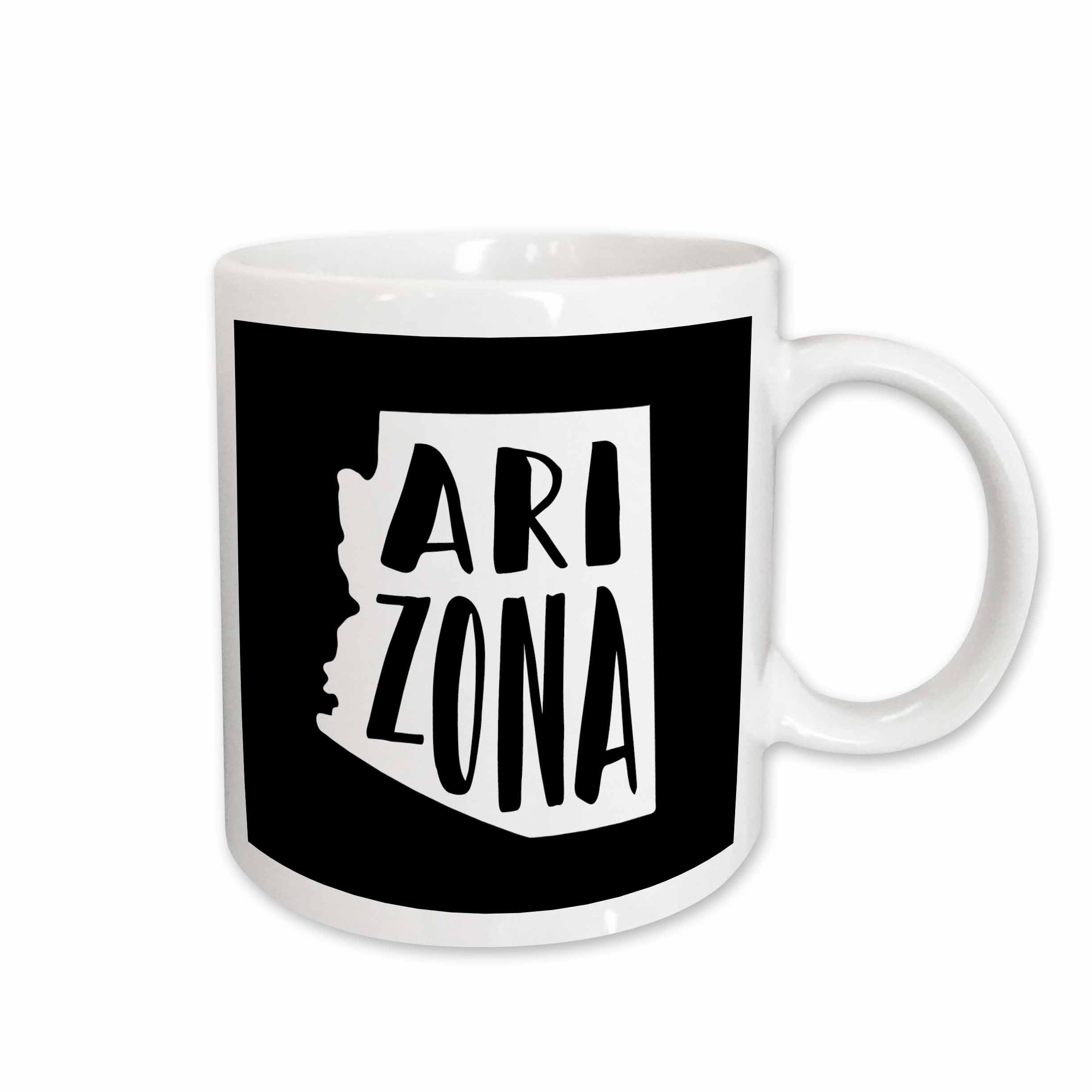 3drose, Arizona Written Inside the State. Black Background., 15oz Mug ...