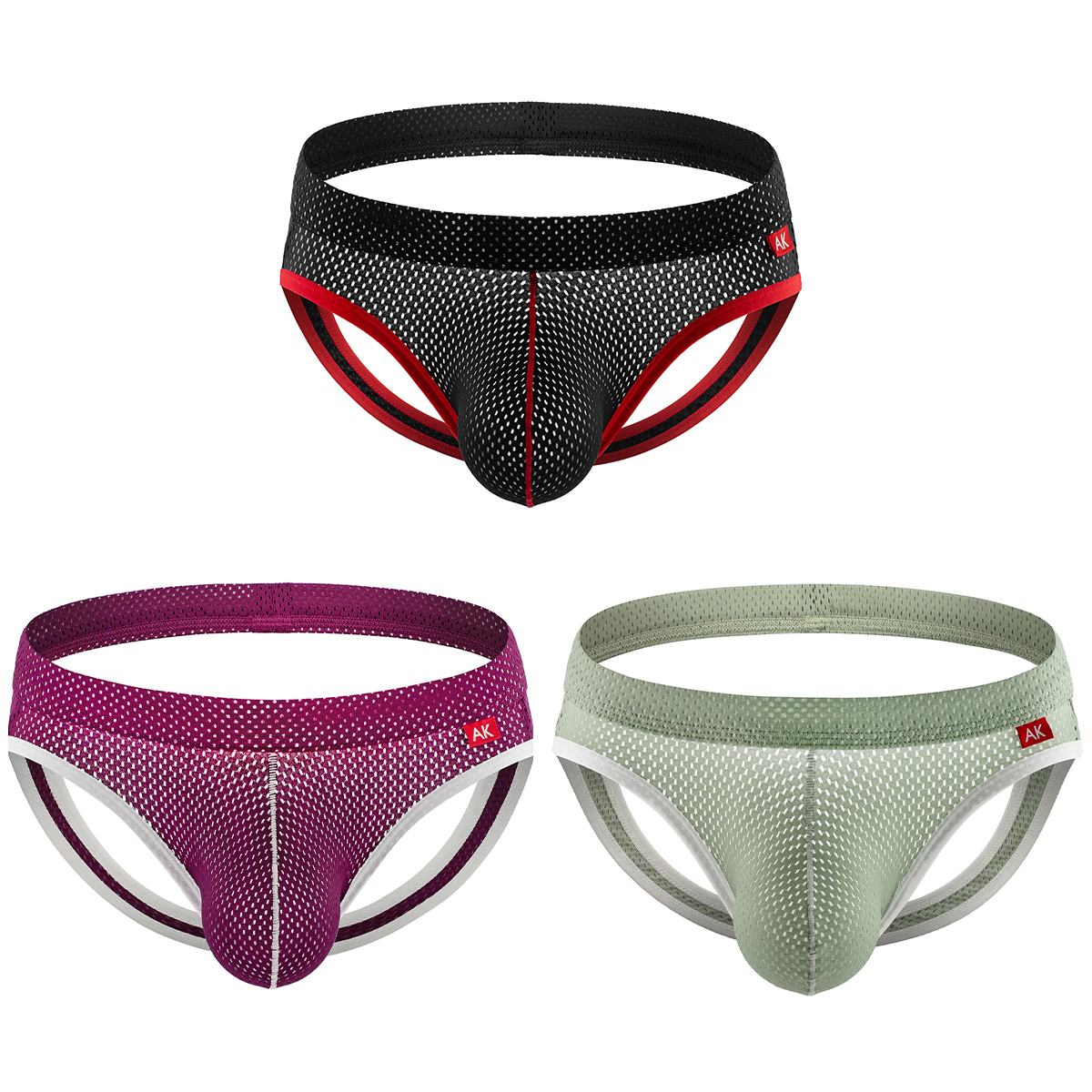 Mens Underwear Casual Fashion Solid Underwear Gold Dot Mesh Striped ...