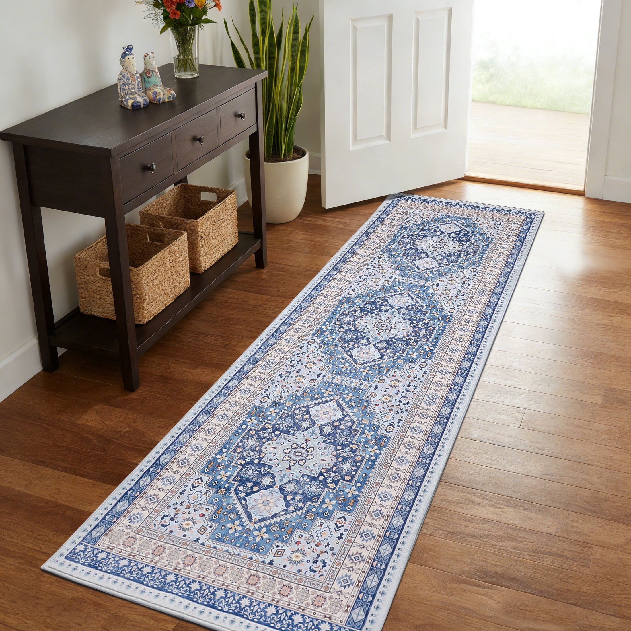 ARJINCUTE, Vintage Bohemian Runner Rugs, 2' x 8', Blue - Walmart.com