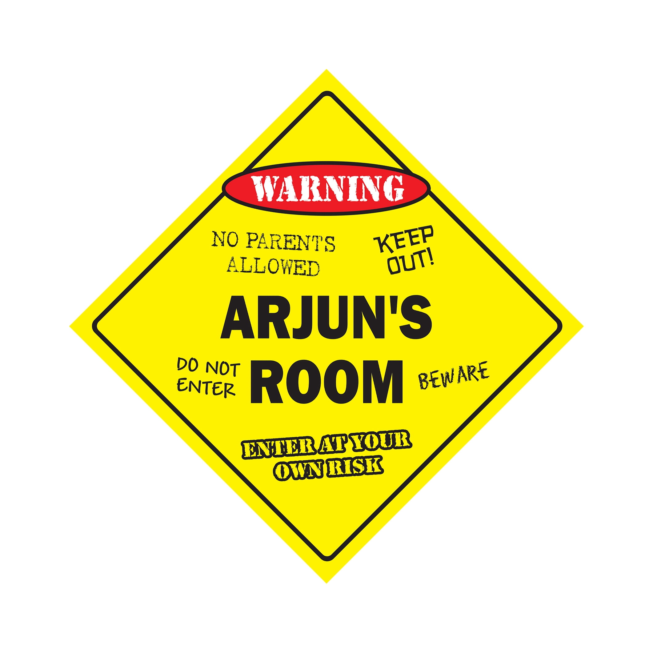 Arjun's Room Sign Crossing Zone Xing | Indoor/Outdoor | 12" Tall kids ...