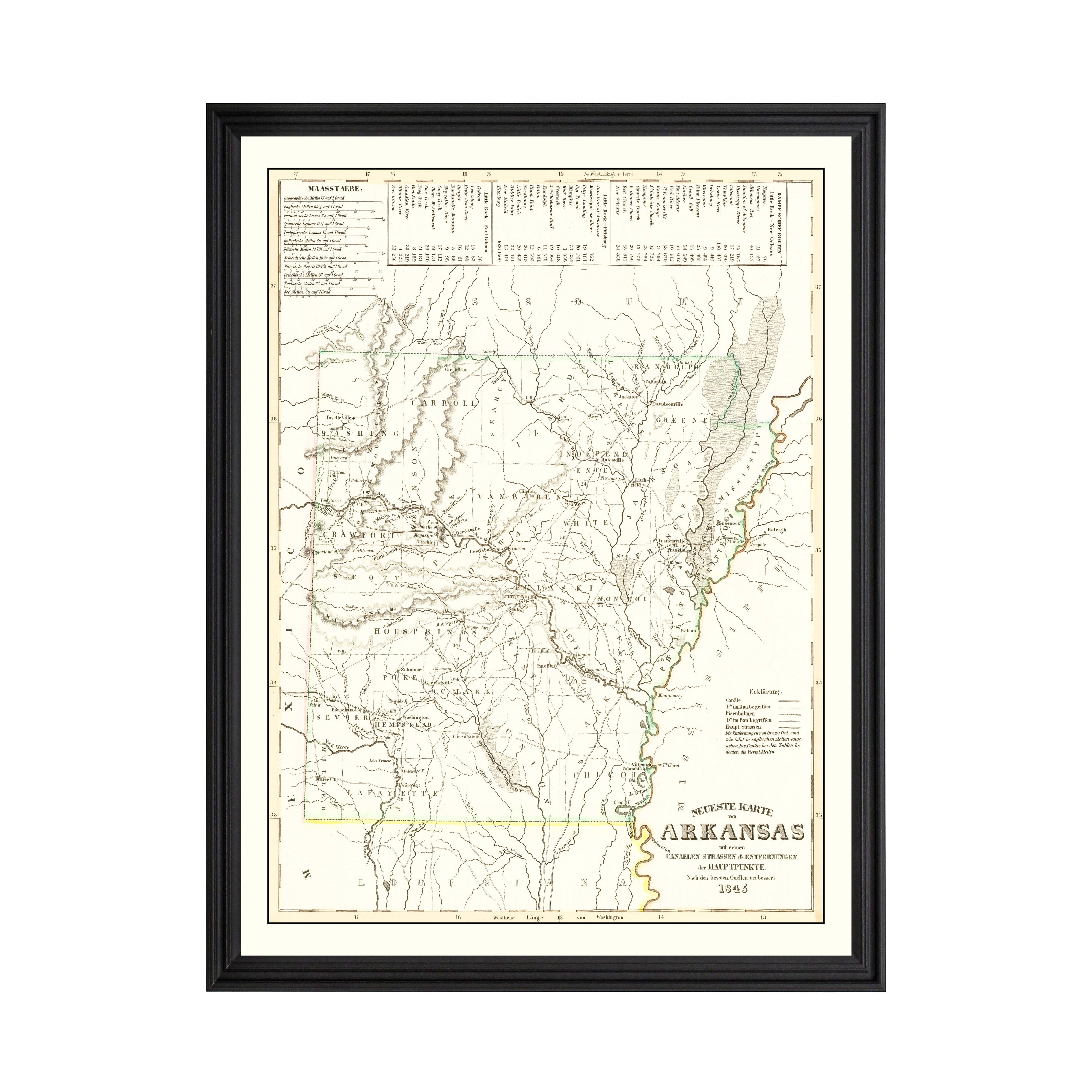 Arkansas Art, 1845 Vintage Map of Arkansas History Wall Decor Gift, Old ...