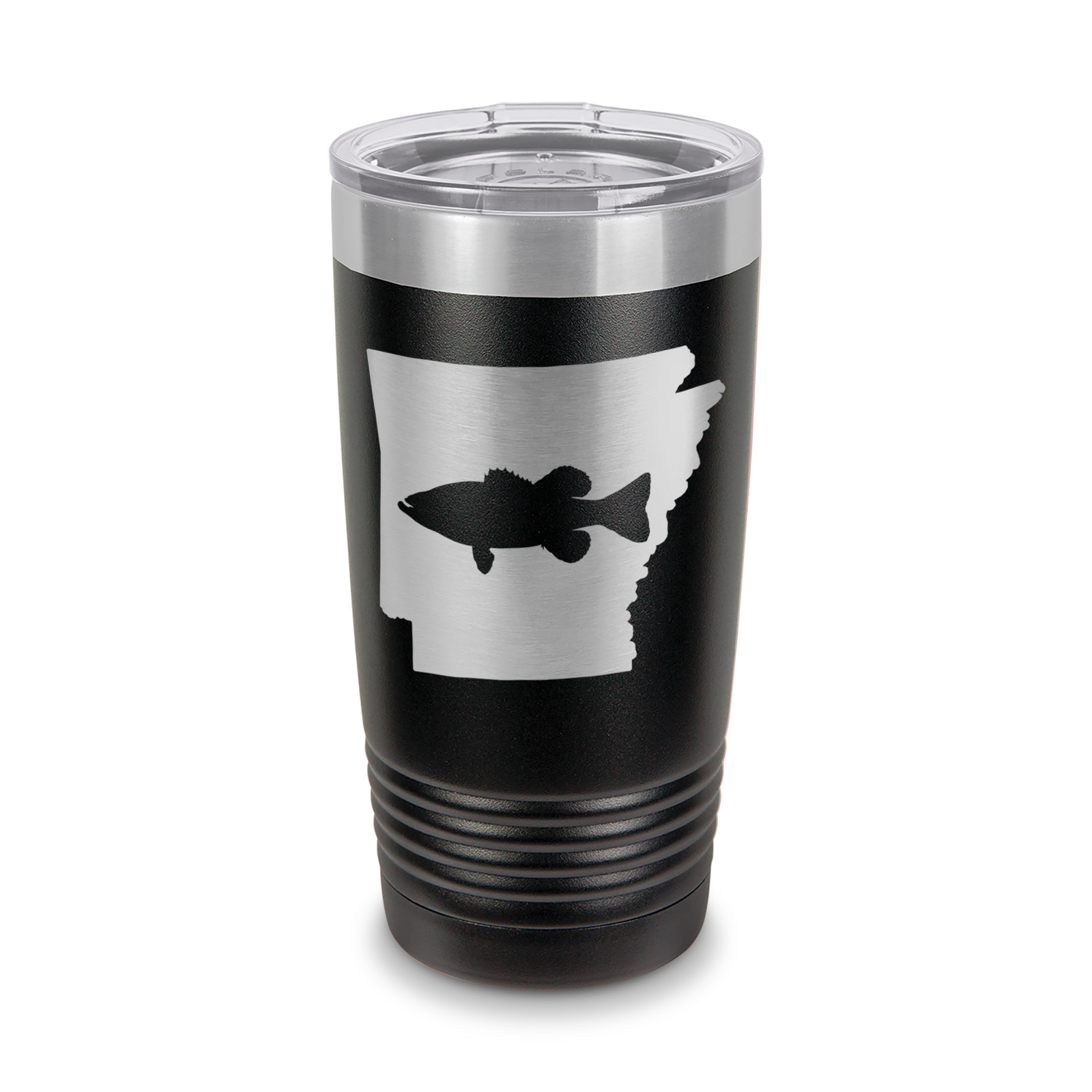Arkansas Bass Tumbler 20 oz - Laser Engraved w/ Clear Lid - Stainless ...