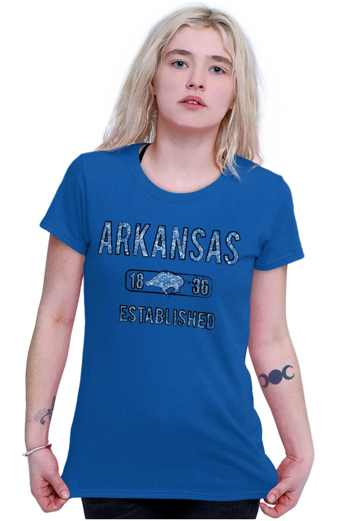 Arkansas Boar Stenciled Distressed Women's Plus Size Shirt Brisco ...