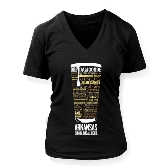 Arkansas Craft Beer V-Neck Shirt - Black, Large | Women's Typography ...