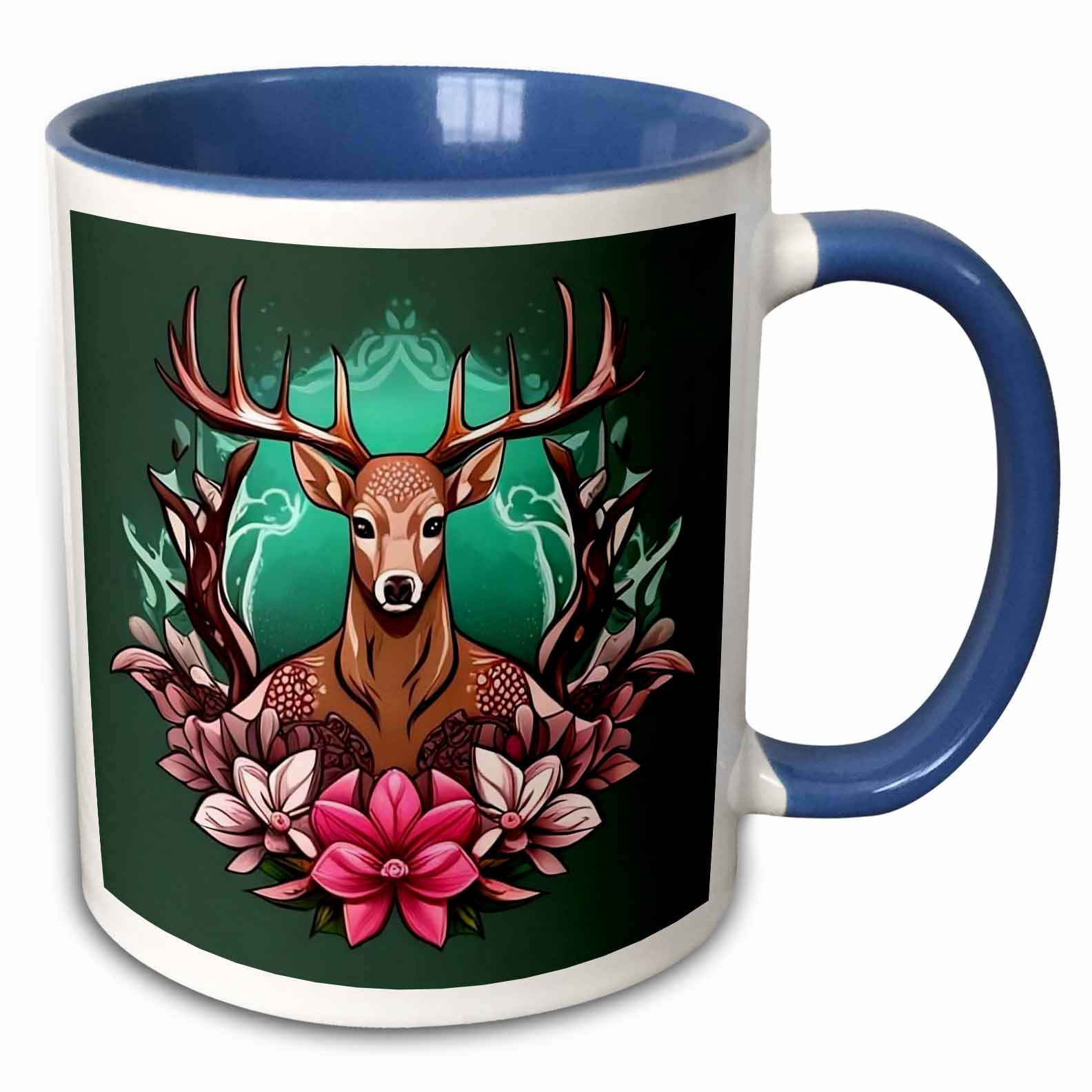 3drose, Arkansas Deer with Antlers and Apple Blossom Tattoo Art V2 ...