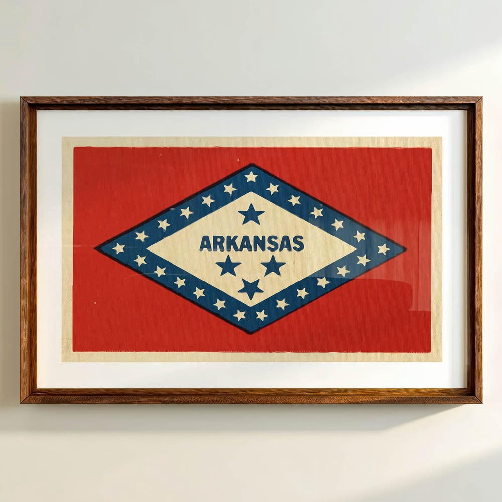 Arkansas Flag Print: Retro Natural State Poster Outdoors Wall Art ...