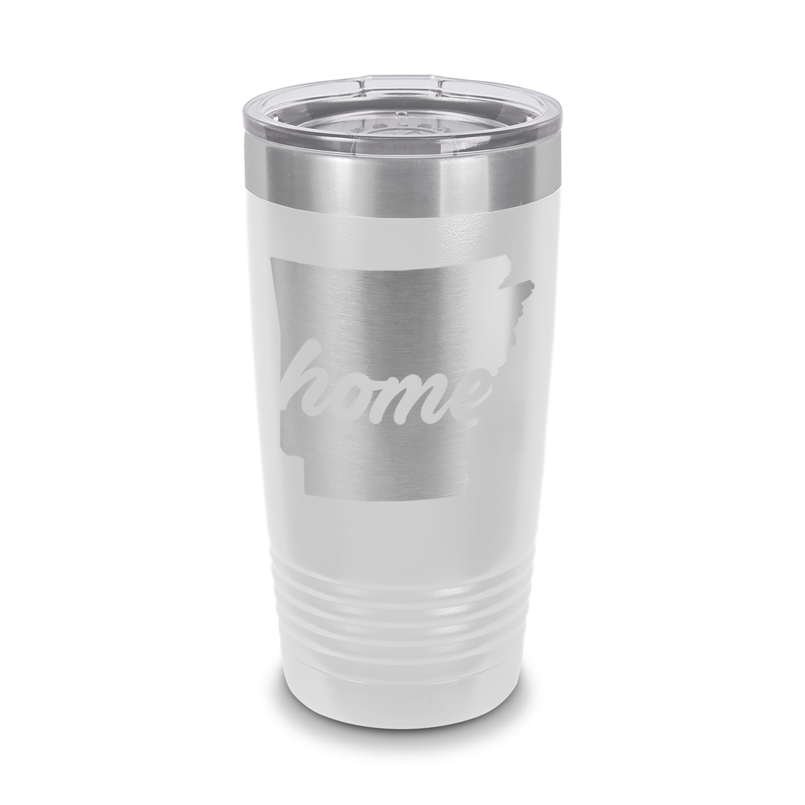 Arkansas Home Tumbler 20 oz - Laser Engraved w/ Clear Lid - Stainless ...