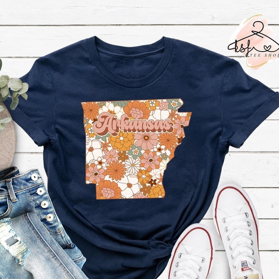 Arkansas Map Silhouette Shirt Floral State Pride Tee - Walmart.com