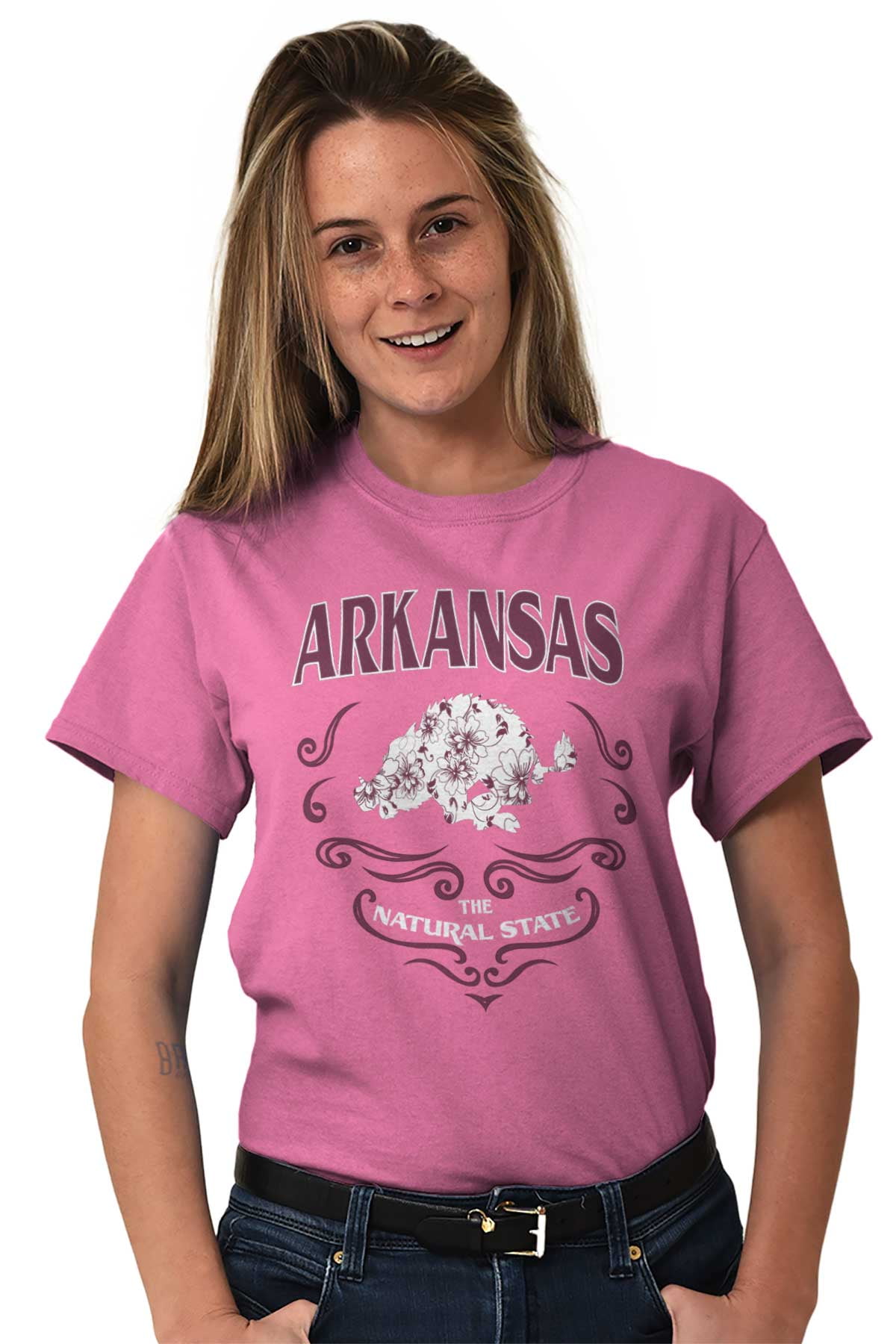 Arkansas Natural State Floral Boar Women's Graphic T Shirt Tees Brisco Brands X - Walmart.com