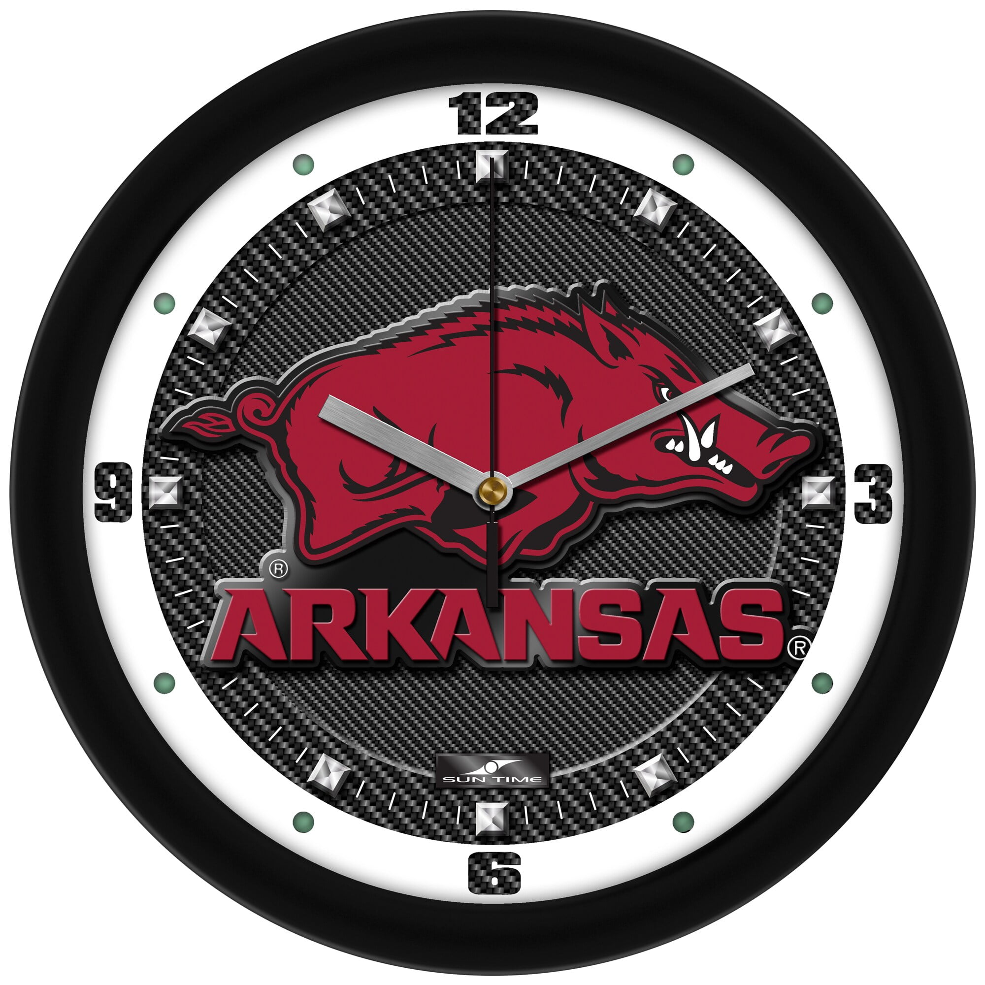 Arkansas Razorbacks 11.5'' Suntime Premium Glass Face Carbon Fiber Wall ...