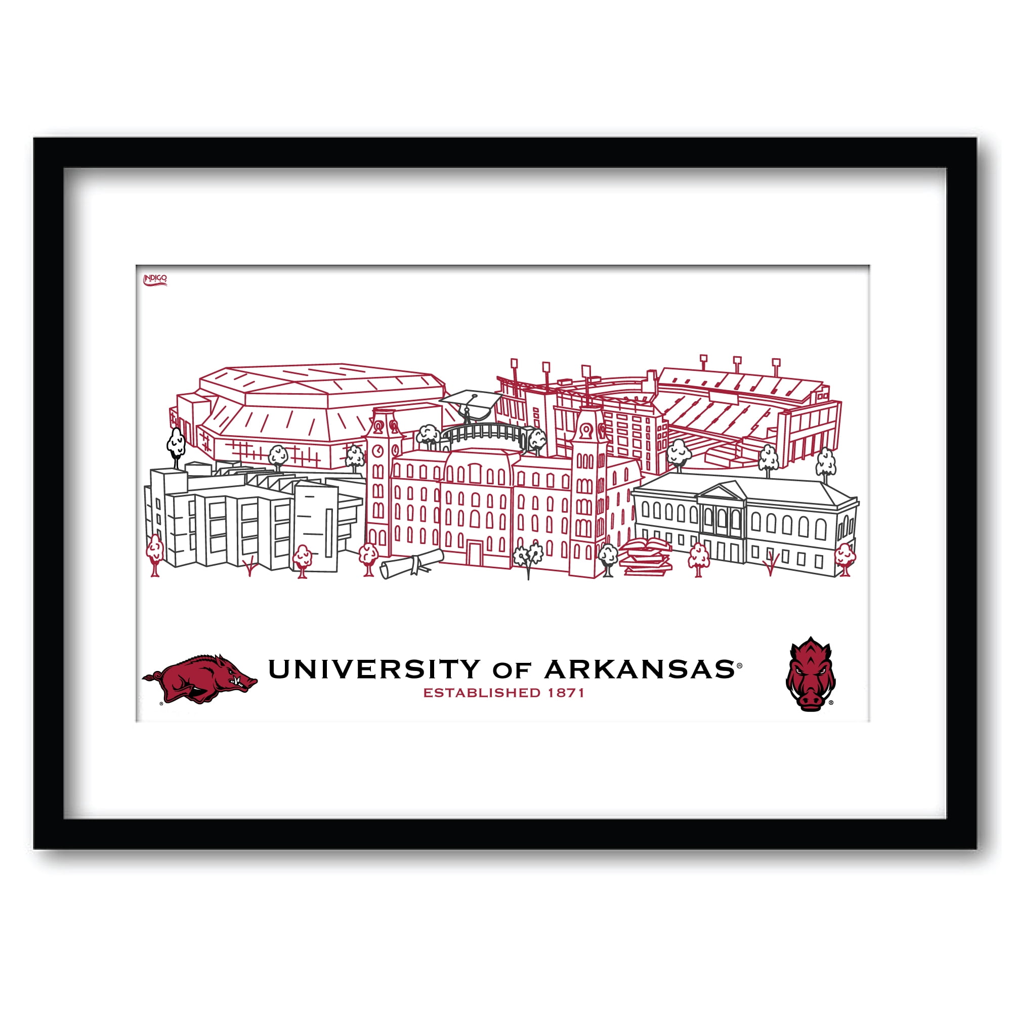 Arkansas Razorbacks 11" x 14" Framed Campus Wall Art Collage - Walmart.com