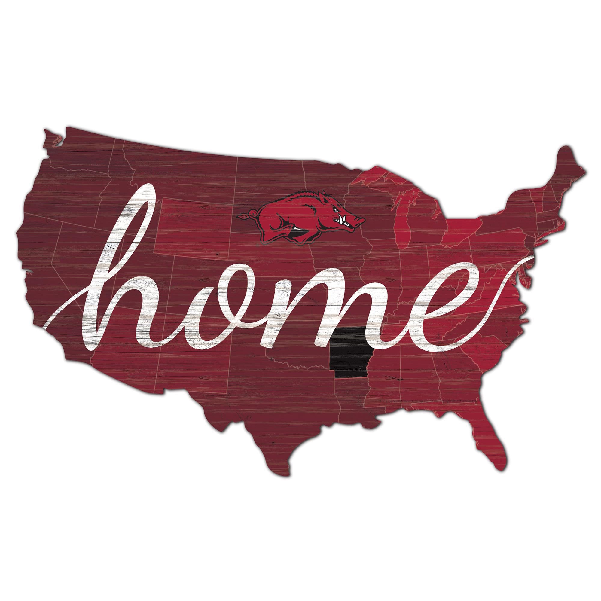 Arkansas Razorbacks 18'' x 18'' USA Shape Cutout Sign - Walmart.com