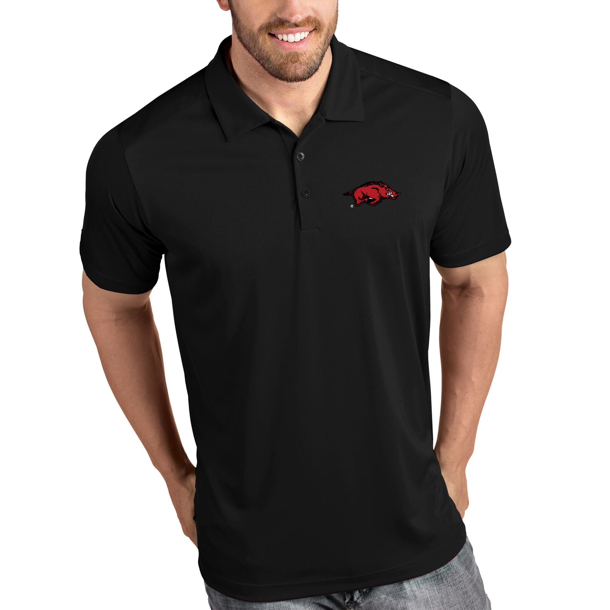 Arkansas Razorbacks Antigua Tribute Polo - Black - Walmart.com
