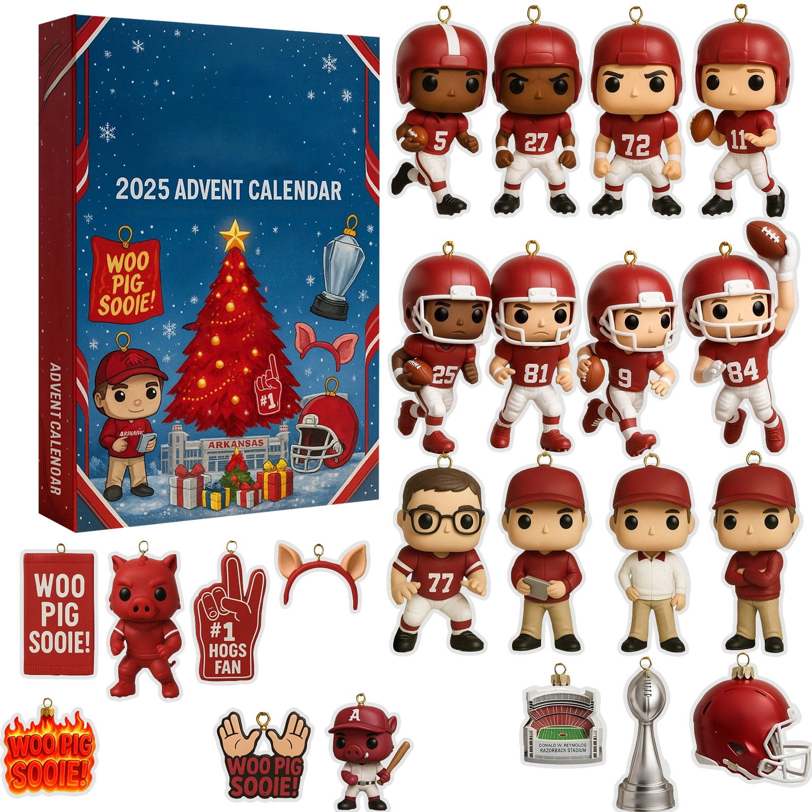 Arkansas Razorbacks Football Advent Calendar Advent Calendar 2025 · 24 Collectible Ornaments ...